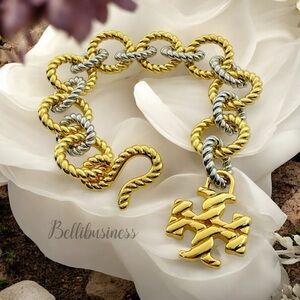 Tory Burch | Jewelry | Tory Burch Textured Rope Mixed Chain Bracelet ...